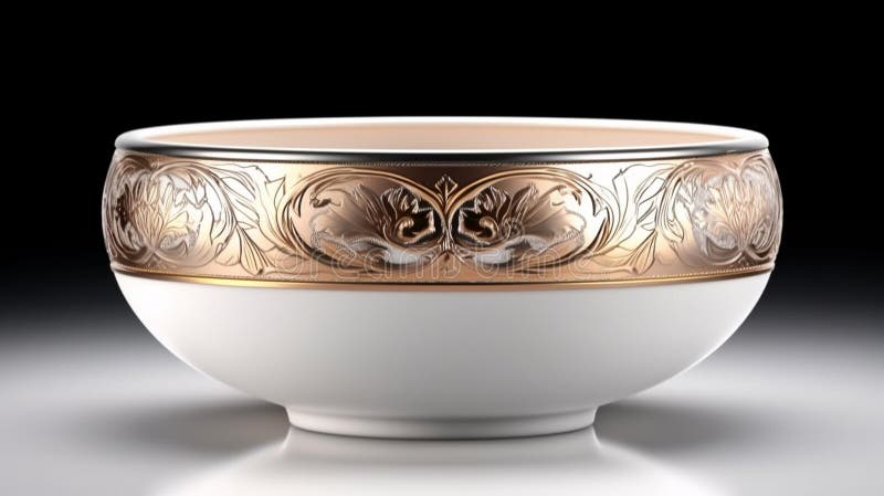 A Small Bowl with Art Deco Decoration on Gray Background Stock ...