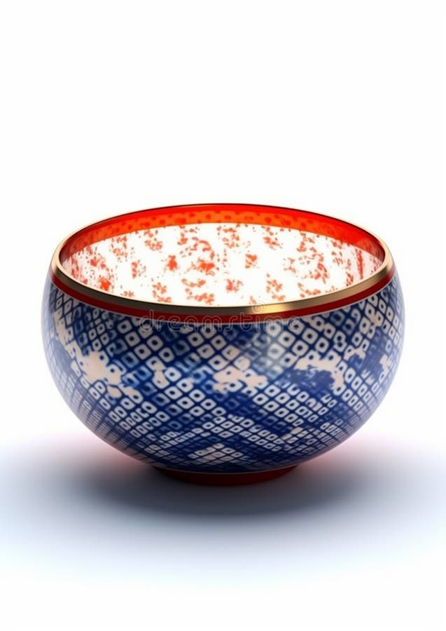 A Small Bowl with Patterned Decoration on White Background Stock ...