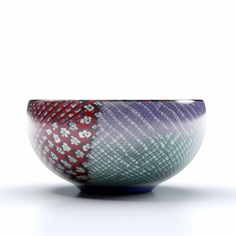 A Small Bowl with Patterned Decoration on White Background Stock ...