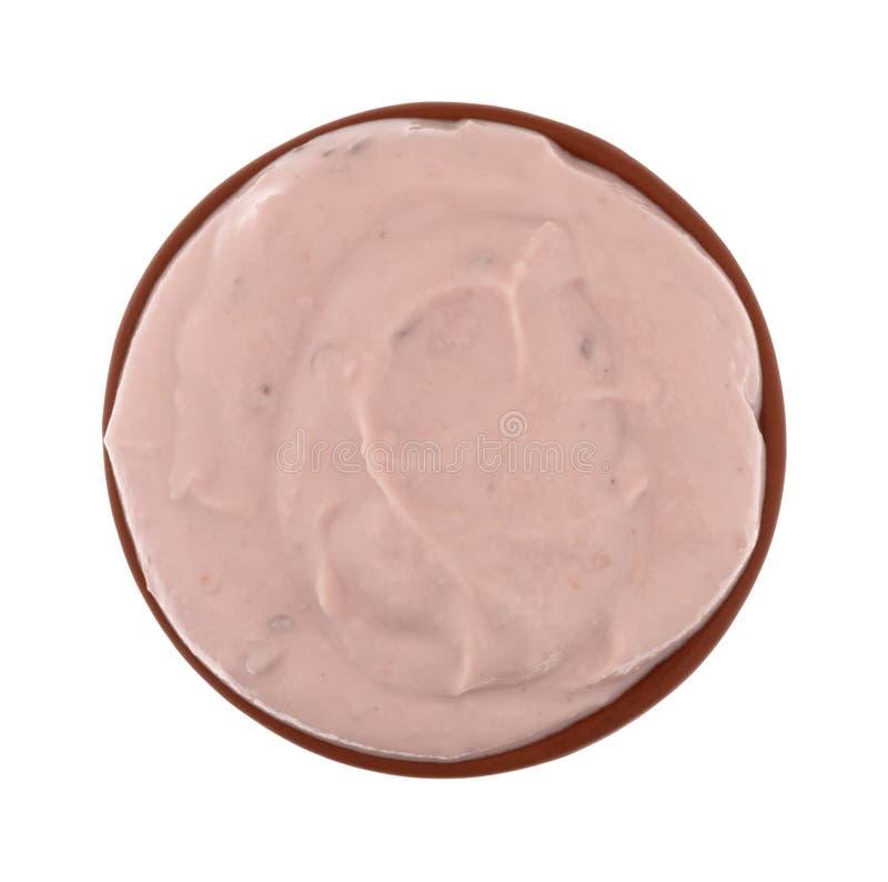 Small Bowl of Red Raspberry Yogurt on a White Background Top View Stock ...