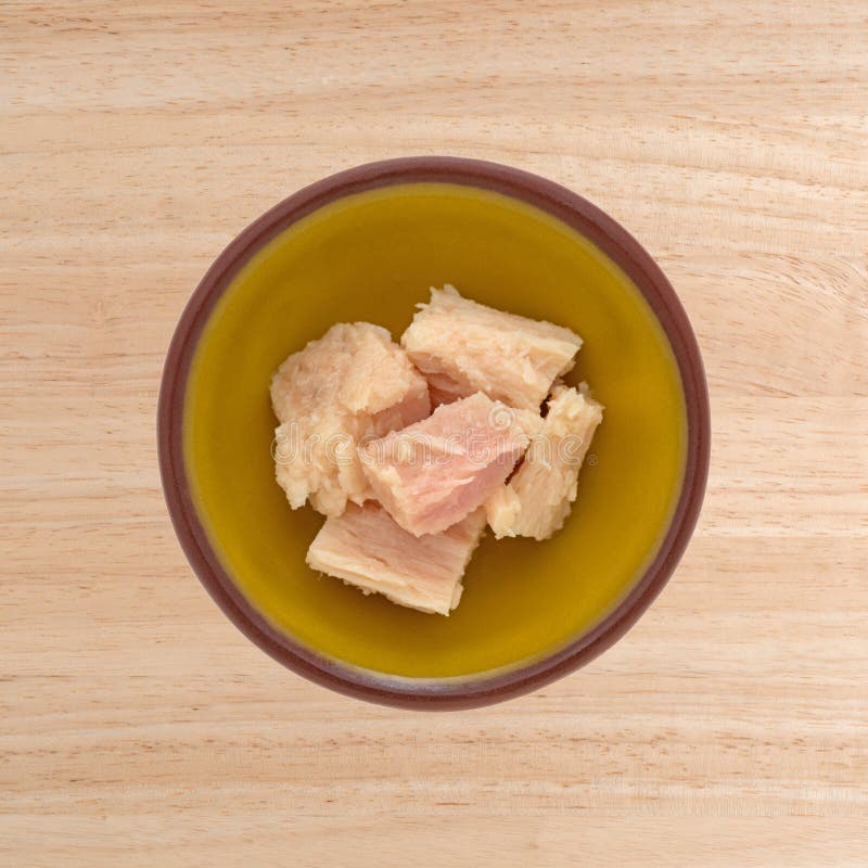 Small Bowl of Solid White Albacore Tuna on a Table Stock Image - Image ...