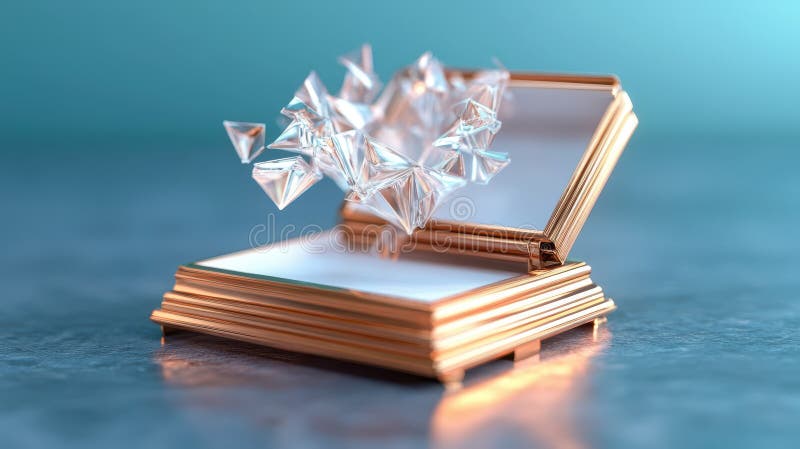 A Small Box Contains an Assortment of Shimmering Crystal Pieces. Stock ...