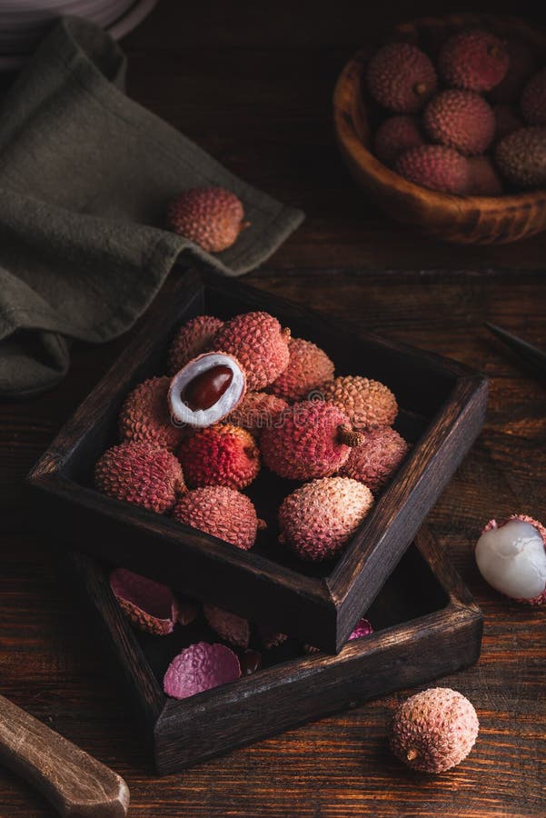 Small Box Full of Lychee Fruits Stock Image - Image of litchi, lichi ...