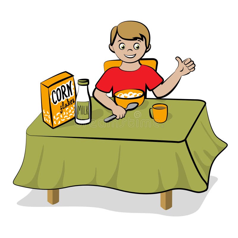 Clipart Boy Eating Breakfast
