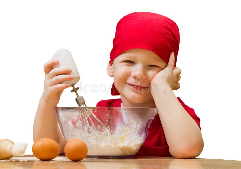 Small Boy in Kitchen with Baking Pie, Isolated Stock Image - Image of ...