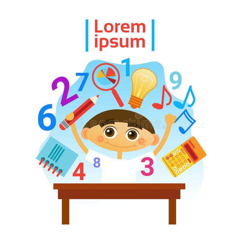 Small Boy Learning Child Preschool Education Concept Stock Vector ...