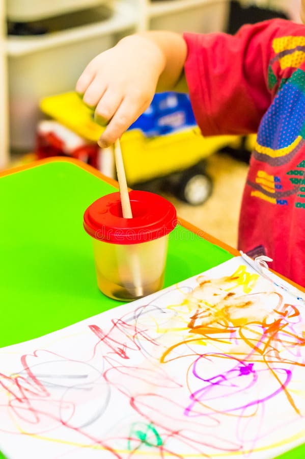 Small Boy Paint on the Paper Stock Image - Image of artist, home: 87147801