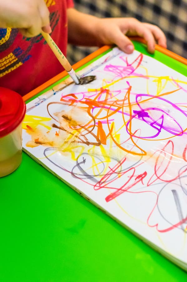 Small Boy Paint on the Paper Stock Image - Image of child, cute: 87148887