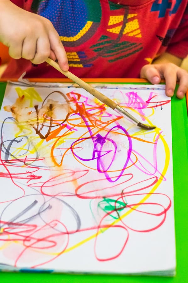 Small Boy Paint on the Paper Stock Image - Image of cute, little: 87149931