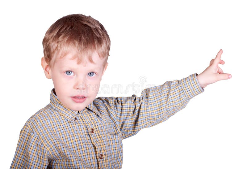 Small boy pointing forward stock photo. Image of single - 24446558