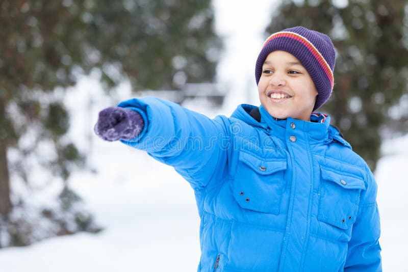 Small Boy Pointing at Someone and Smiling. Stock Image - Image of ...