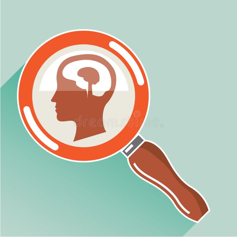 Small Brain Under Magnifying Glass Stock Vector - Illustration of focus ...