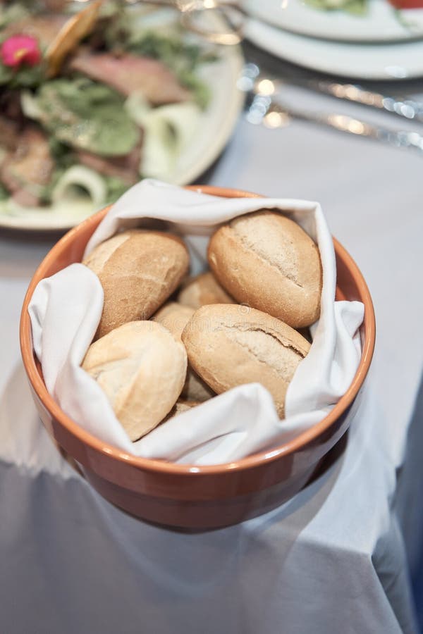 Small Bread on a Dish. Event Table Setting Stock Image - Image of glaze ...