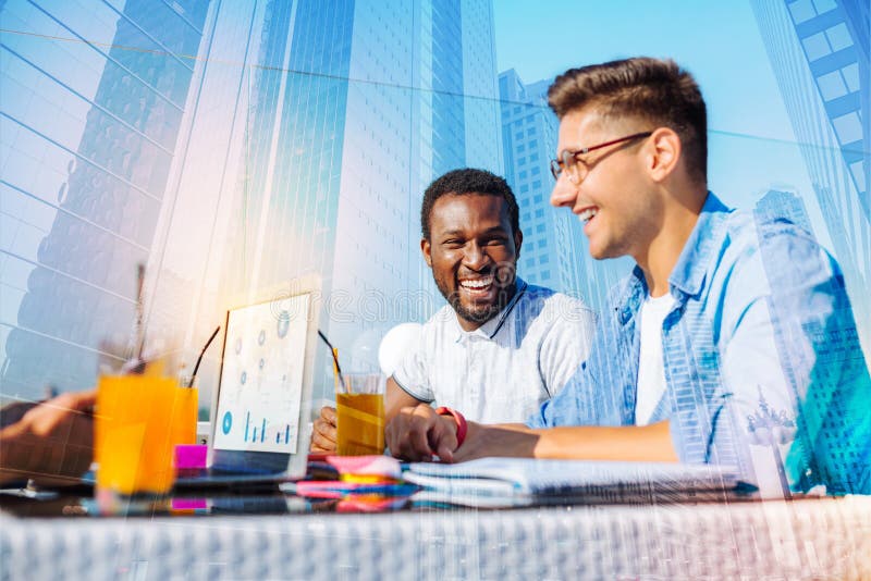 Close Up of Optimistic Students Having a Rest Stock Photo - Image of ...