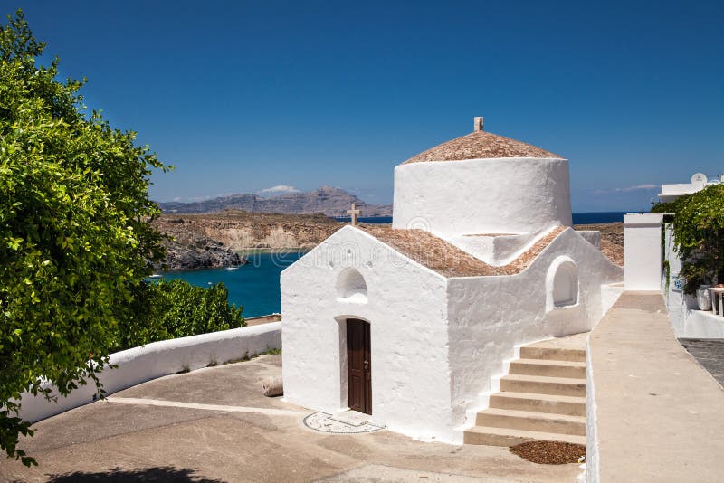 Small Brick Chapel with a Cross. a Tiny Church on the Waterfront ...