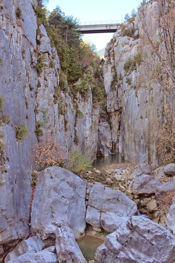Small Bridge and Big Stones in the Ravine Stock Photo - Image of nature ...