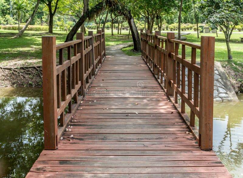 Small bridge in garden stock image. Image of tree, stream - 75066821
