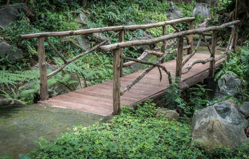 Small bridge in garden stock photo. Image of small, wood - 75852462