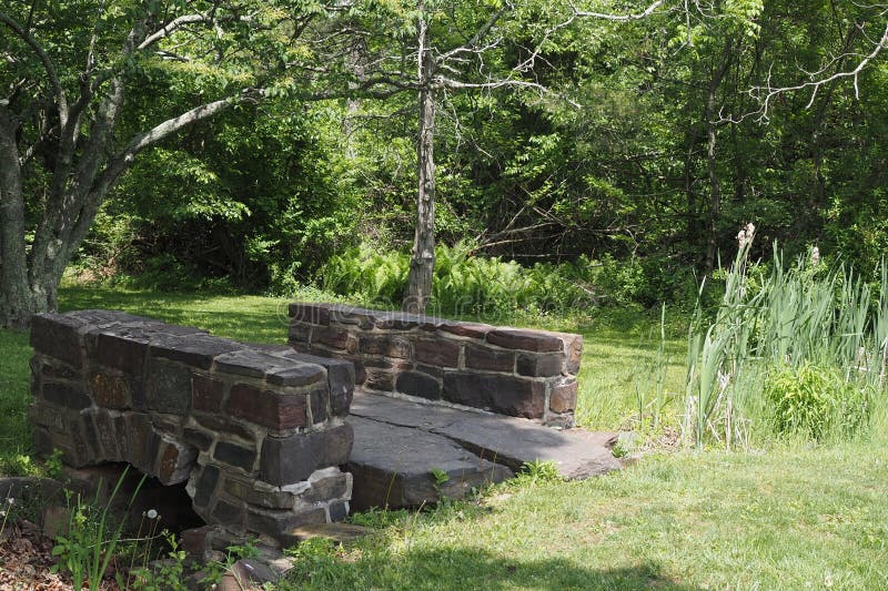 This Small Bridge is Made of Stone. Stock Photo - Image of backyard ...