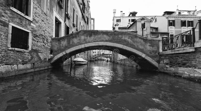 Small Bridge on Narrow Canal in Venice Italy Artistic Conversion Stock ...