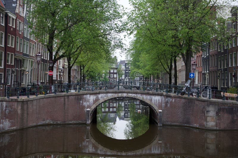 Small Bridge Over a Canal in Amsterdam, the Netherlands. Stock Photo ...