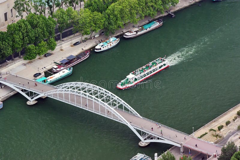 Small bridge over Seine stock image. Image of architecture - 12388325