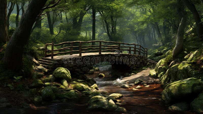 Small Bridge Over Stream Stock Illustrations – 1,175 Small Bridge Over ...