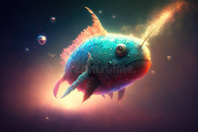 Small Bright Creatures Flying Around Space Creature Walking in Air ...