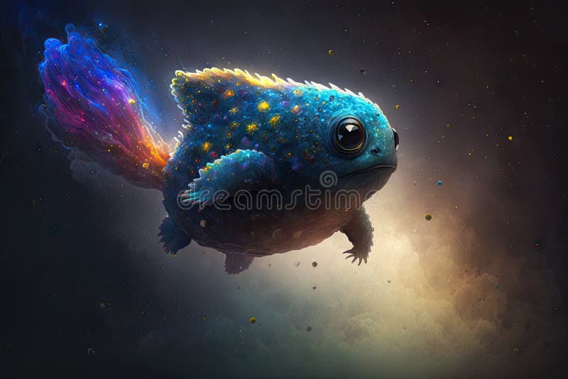 Small Bright Creatures Flying Around Space Creature Walking in Air ...