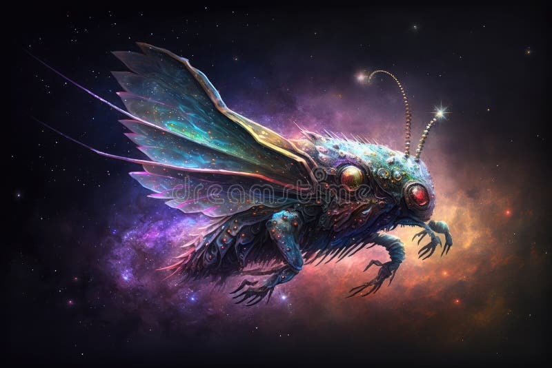 Small Bright Creatures Flying Around Space Creature Walking in Air ...