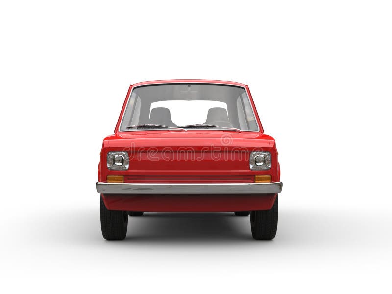 Small Bright Red Vintage Compact Car - Front View Stock Illustration ...
