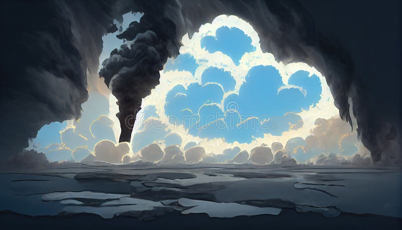 A Small Brightened Part in Sky with Sun, Around Dark Clouds, Ai ...