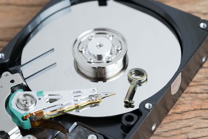 Small Bronze Metal Key on Hdd, Hard Drive Using As Privacy and Data ...