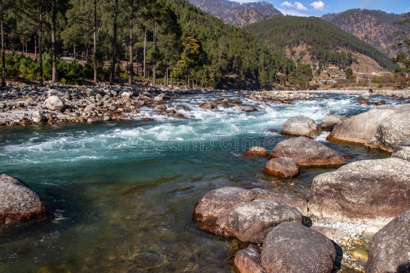 A Small Brook Flowing through the Valleys Stock Image - Image of blue ...