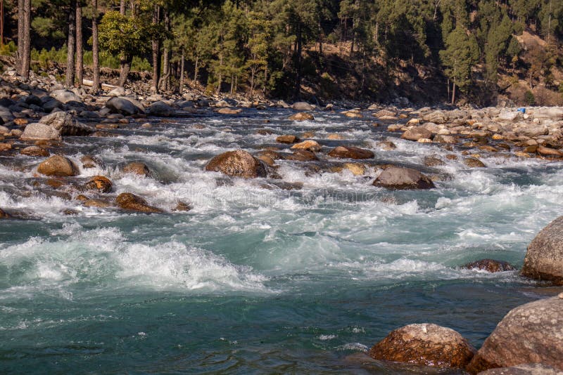 A Small Brook Flowing through the Valleys Stock Photo - Image of tress ...
