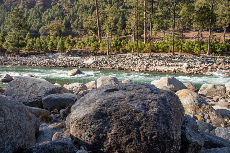 A Small Brook Flowing through the Valleys Stock Image - Image of stones ...