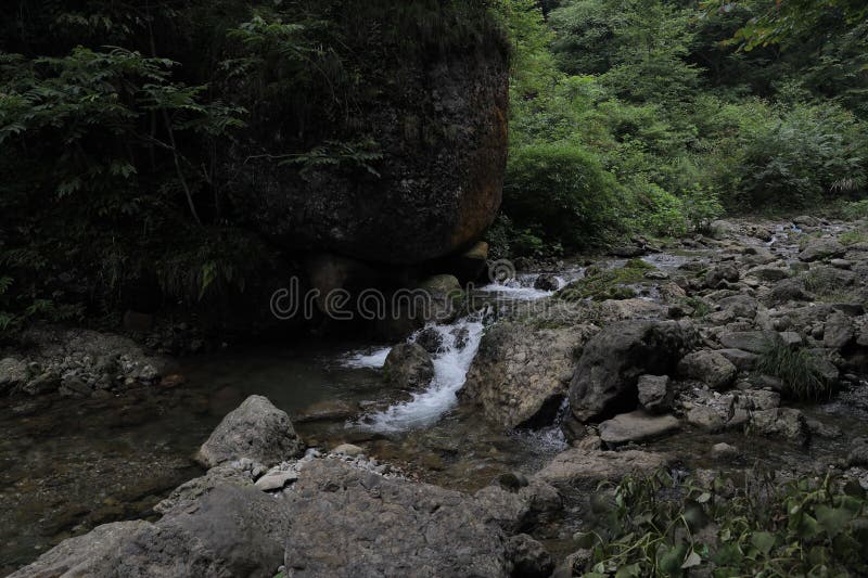Small Brook Surrounded by Rocks and Greenery. Stock Photo - Image of ...