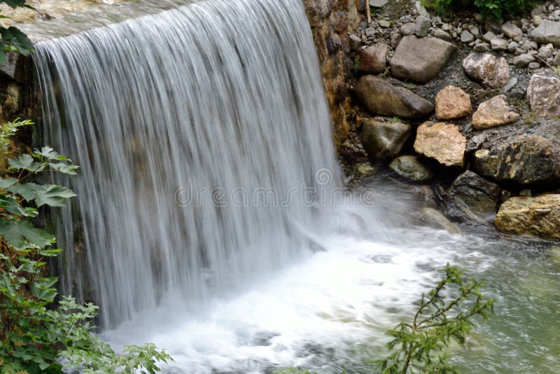 Wide Waterfall in Forest - Close-up Stock Image - Image of dabble ...