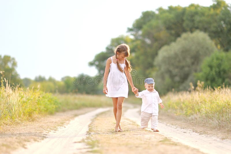 Small Brother and sister stock image. Image of fast, trees - 48055265
