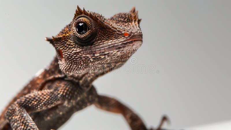 Small Brown Anole Lizard Clings To a Smooth Surface Highlighted by Even ...