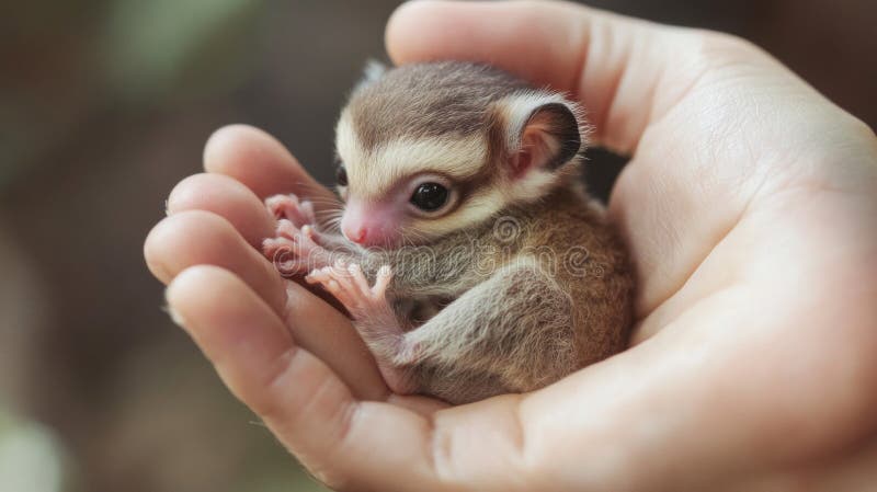 Small Brown Baby Animal Held in Human Hand Stock Illustration ...