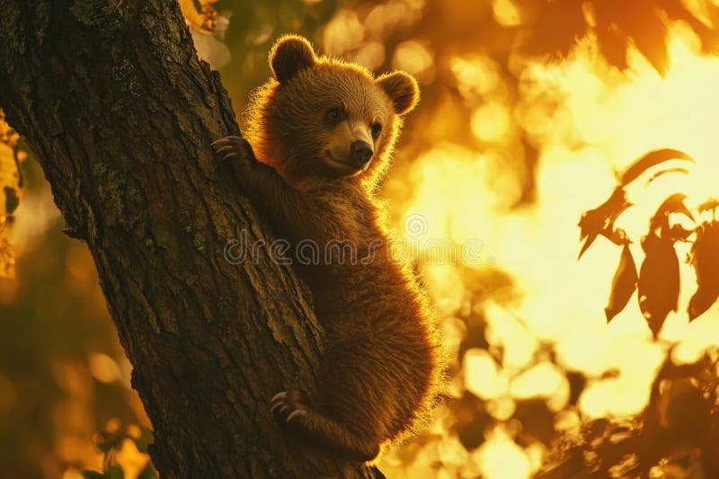 Bear Climbing Tree stock image. Image of adventure, outdoors - 388050447