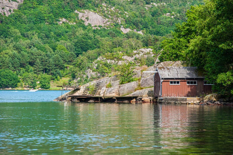 Small Brown Boat House by the Sea.. Stock Image - Image of shore, sand ...