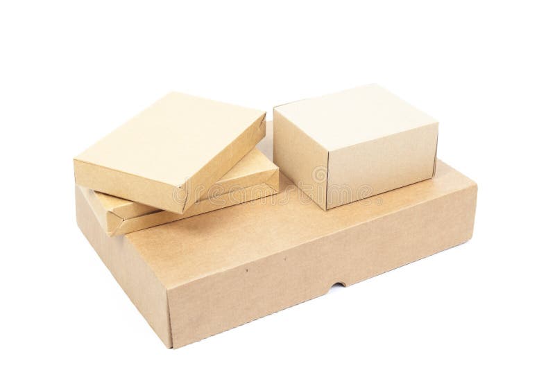 Small Brown Cardboard Boxes Stacked on Top Large Box. Stock Image ...
