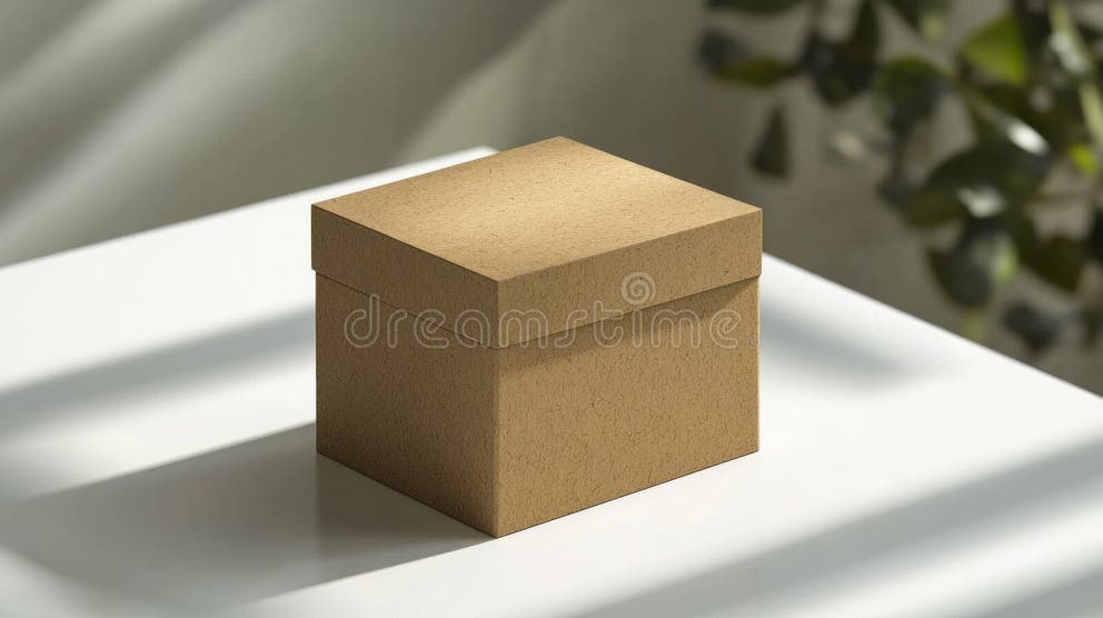 Small Brown Cork Box on White Table Stock Illustration - Illustration ...