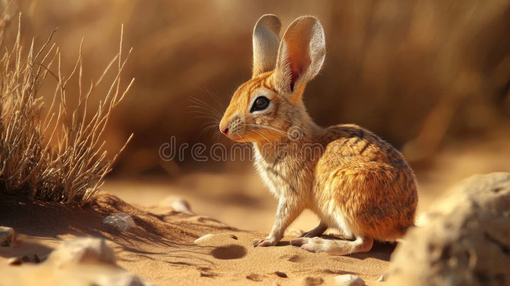 Small Brown Desert Rabbit in Sandy Habitat Stock Illustration ...