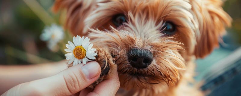 Small Brown Dog Being Petted by Person Stock Photo - Image of ...