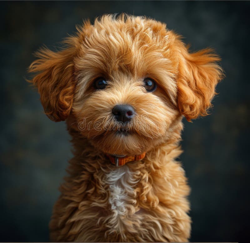 Small Brown Dog with Blue Eyes Looking Up. Stock Image - Image of ...
