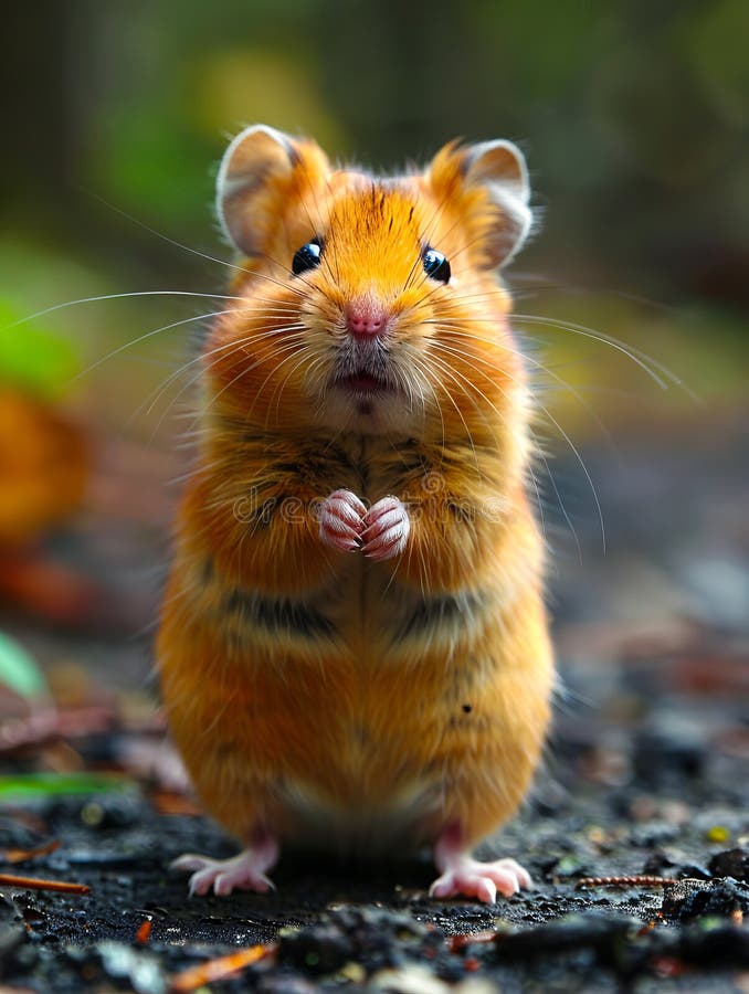 A Small Brown Hamster Standing on the Ground Stock Image - Image of ...