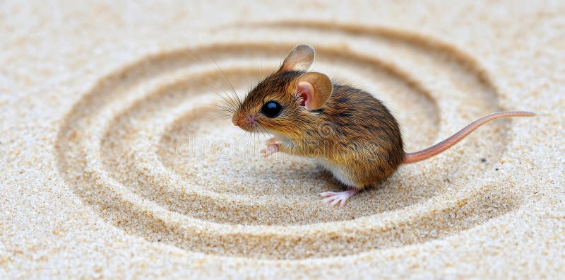 A Small Brown Mouse is Sitting on the Ground with an Orange Background ...